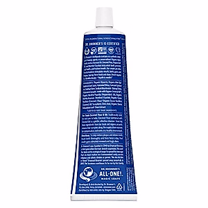 Dr. Bronner’s - All-One Toothpaste (Peppermint, 5 Ounce) - 70% Organic Ingredients, Natural and Effective, Fluoride-Free, SLS-Free, Helps Freshen Breath, Reduce Plaque, Whiten Teeth, Vegan