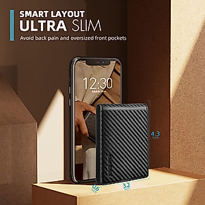 RUNBOX Gift for Men's Dad Leather Bifold RFID Blocking Wallet Slots with 2 ID Windows