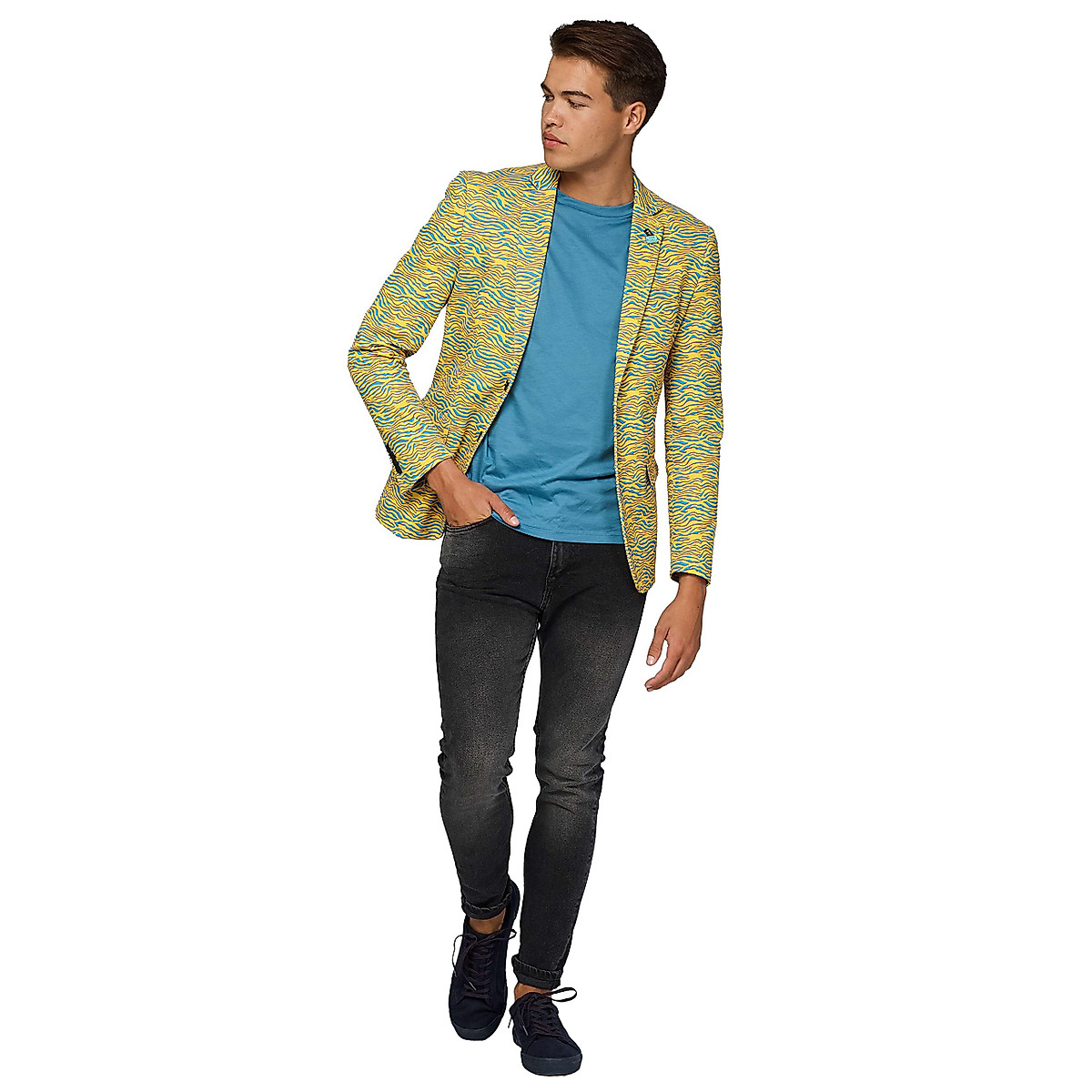 OppoSuits Men's Tall Size Retro-80 Electric Yellow, 80's Animal, 42