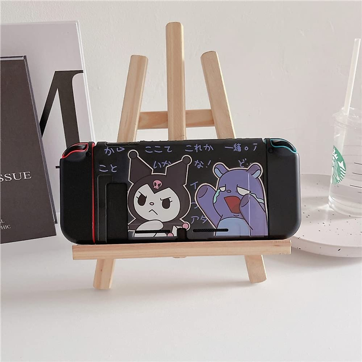 ENIFLY Cute Soft Shockproof Kuromi Dockable Cover Case Compatible with Nintendo Switch, Durable Scratch Resistant Shell for Joycon, Silicone Protective Skin Set