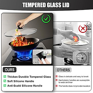 Pan Lid 8 Inch - Tempered Glass Pot Lid - Replacement Pan Cover for Cast Iron Skillets, Frying Pans, Pots and Wok, Heat Resistant Handle