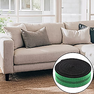 JEUIHAU 2.7 Inches x 65.6 Feet Sofa Elastic Webbing, Black Elastic Webbing Band, DIY Upholstery, Repair and Modification, Stretchy Spring Alternative, Sofa, Couch, Chair Webbing