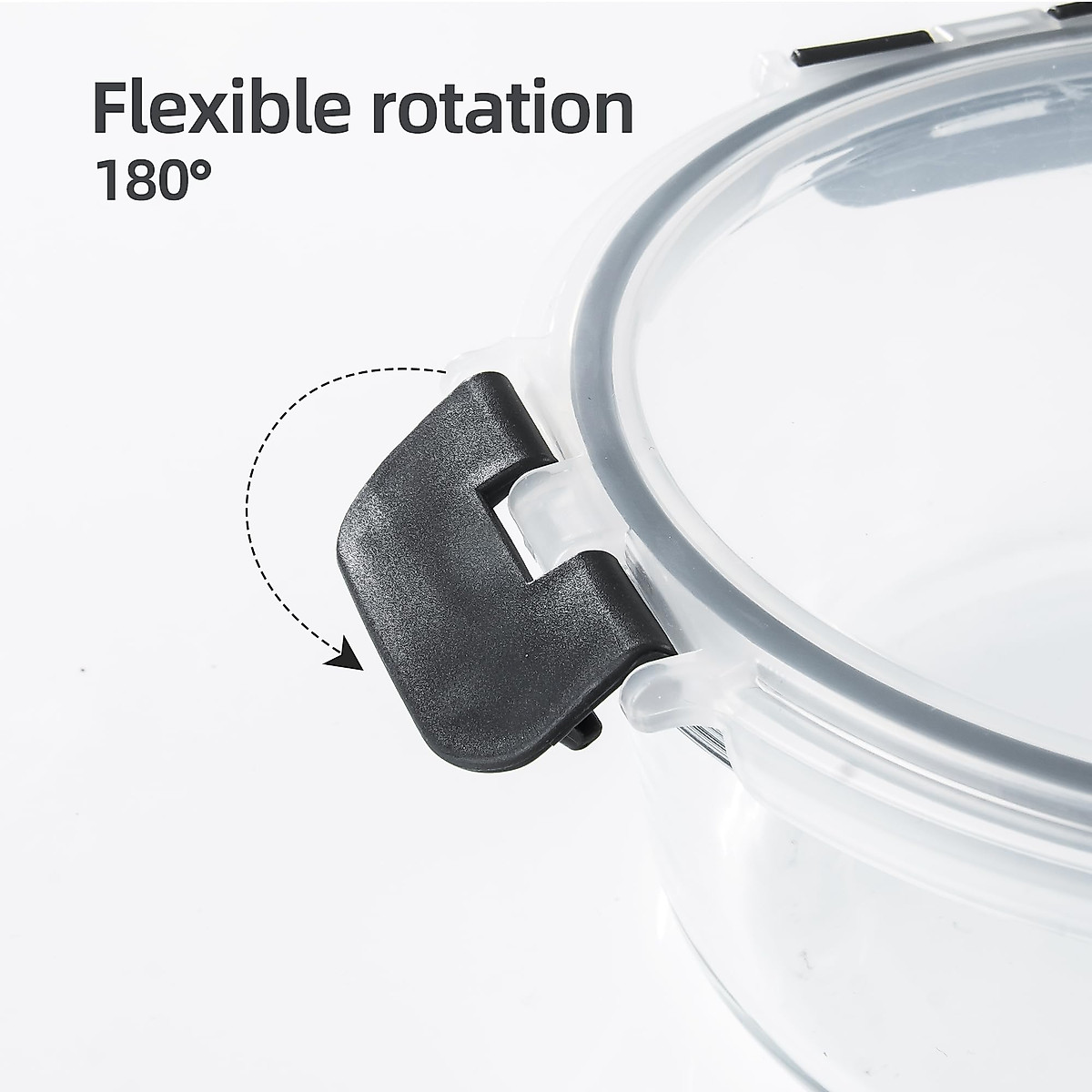 HAKEEMI 12 Pack Glass Storage Containers with Lids, Glass Meal Prep Containers Set, Airtight Food Storage Containers, Grey