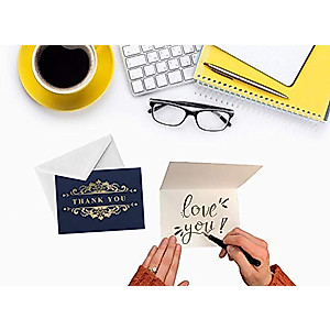 Spark Ink 100 Thank You Cards with Envelopes Bulk, Thank You Notes, Elegant Blank Cards & Envelopes, for Small Business, Wedding, Gift Cards, Christmas, Graduation, Bridal & Baby Shower, Funeral, 4x6