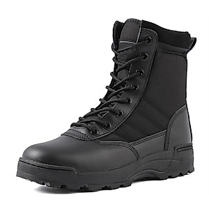 QMFUR Men’s Military Boots Outdoor Hiking Boots Work Boots Tactical Boots Durable Combat Boots Army Boots (Black, 10, numeric_10)