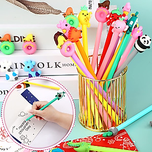 SANNIX 50 Pieces Cartoon Cute Gel Ink RollerBall Pens Bulk Assorted Styles Novelty Writing Pen for Kids Gift School Office Home Supplies Present