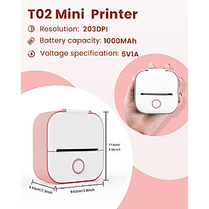 LabelCreate Portable Pocket Thermal Printer,T02 Mini Sticker Maker Printer,Portable Wireless Bluetooth Photo Printer for DIY Journal, Notes,Memo, Pink