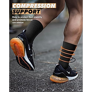 PAPLUS Compression Running Sock for Men and Women 3 Pairs, Cushioned Athletic Crew Socks with Arch Support