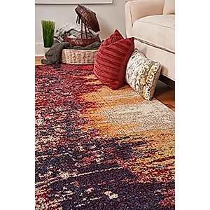 Unique Loom Estrella Collection Abstract, Rustic, Modern, Gradient, Distressed Area Rug, 5' 1" x 8' 0", Pink/Navy Blue