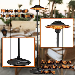 DONYER POWER Electric Patio Heater DONYER POWER Electric Patio Heater Garden Heating Waterproof Outdoor&Indoor Free StandingWaterproof Outdoor&Indoor Free Standing