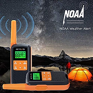 Retevis RT49 Walkie Talkies Rechargeable,IP65 Waterproof Two Way Radios for Adults, NOAA VOX Flashlight 1200mAh AA Battery, Long Range 2 Way Radio for Outdoor Hiking Camping Skiing(2 Pack)