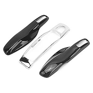 Fydun Key Case Cove Car Remote Key Fob Shell Case Trim Protective Cover for Porsche 911 Panamera Macan Boxster(Baked black + silver shell)