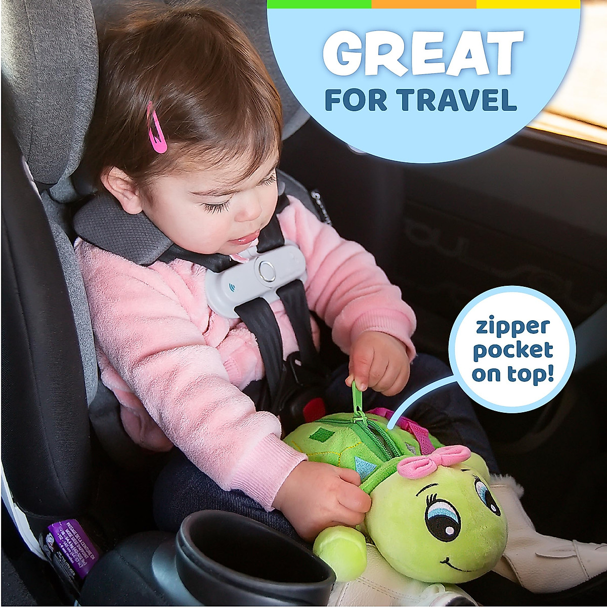 Buckle Toys - Belle Turtle - Learning Activity - Develop Motor Skills and Problem Solving - Counting and Color Recognition - Airplane Travel Essentials Kids