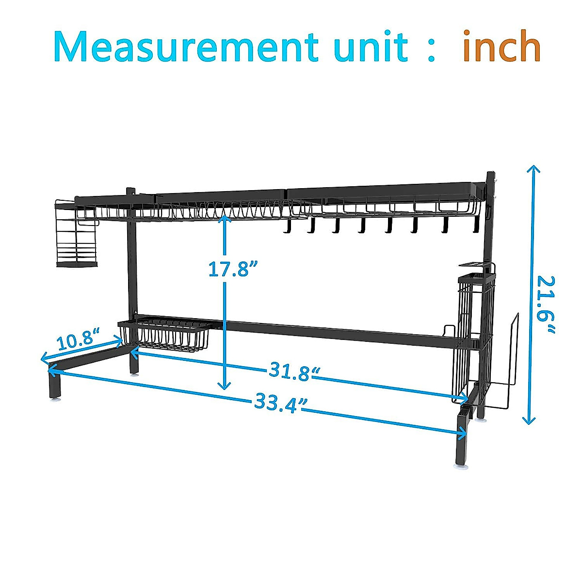 Shop Again Over The Sink Dish Drying Rack,Drainer Stainless Steel for Organization Storage Space Saver Utensil Holder Cutting Board Holder Kitchen Counter Storage Rack,16.5 x11.8 x7in