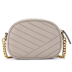 Tory Burch Tory Burch Kira Small Chevron Shoulder Bag In Gray Quilted Leather Grey