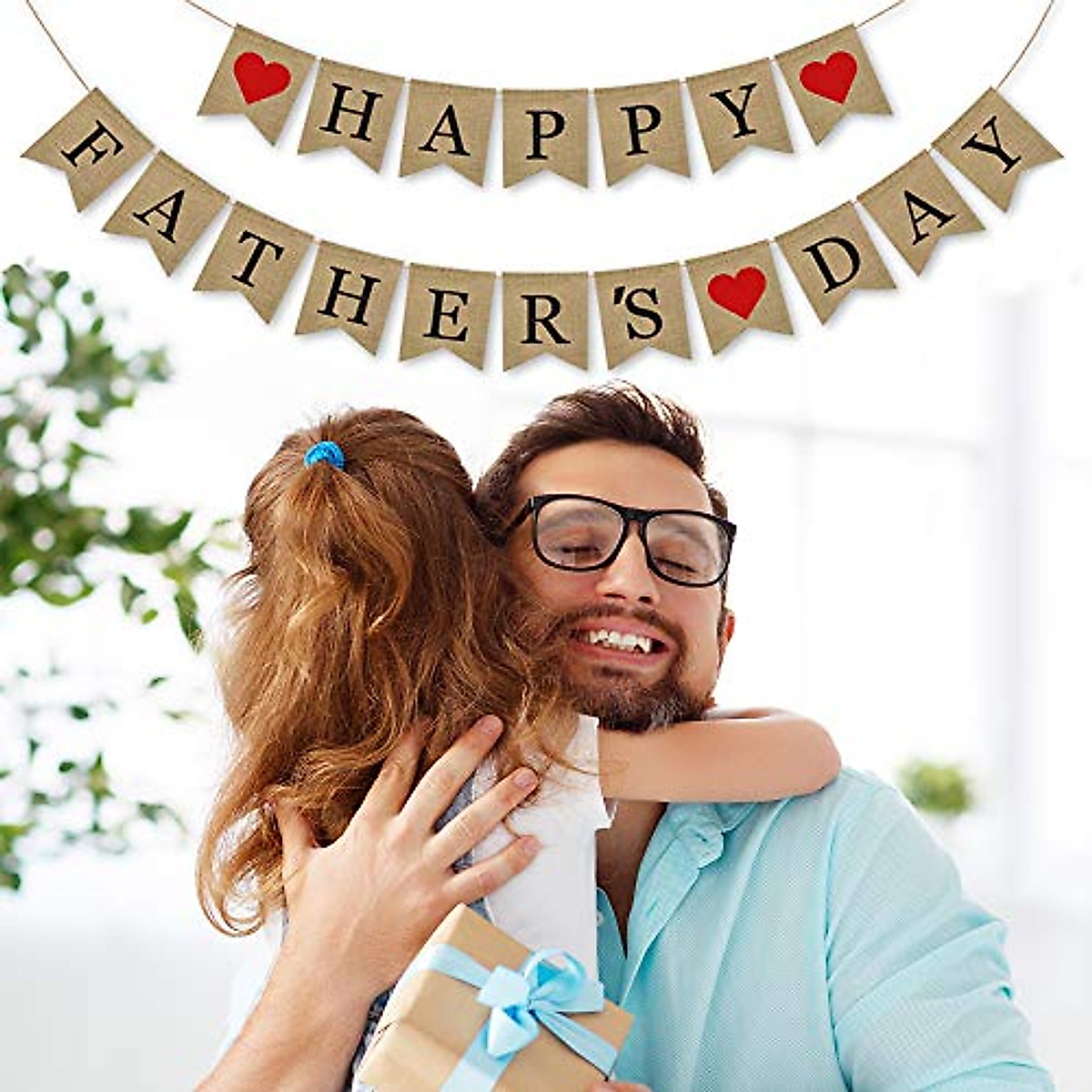 Happy Fathers Day Banner | Rustic Fathers Day Party Decoration Supplies | Fathers Day Gi1fts from Son and Daughter