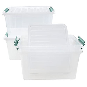 Uumitty 4-Pack 35 Quart Large Plastic Storage Boxes, Clear Storage Latches Bins with Lid