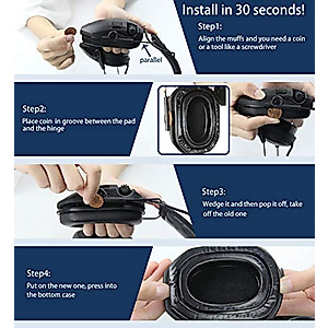 PROHEAR GEP03 Upgraded Gel Ear Pads for Walker's Razor Earmuffs, Comfortable and Soft Replacement Gel Ear Cups with Sealed Bottom Shell