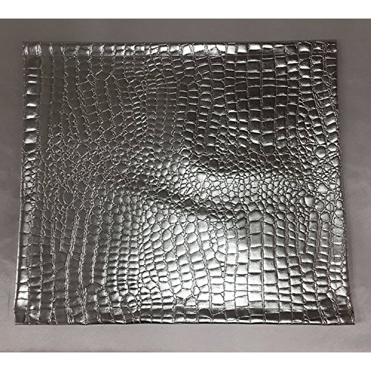 luvfabrics 18"x18" Silver Crocodile Embossed Shiny Faux Leather Vinyl Pillow - Insert Included! (Set of 2)