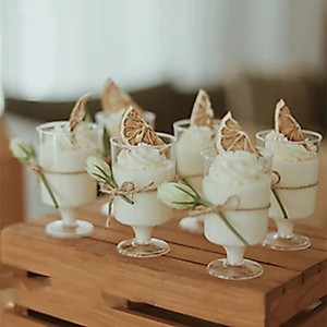 Qixivcom 100ml Tall Mousse Cup 3oz Mini Dessert Cup Round Clear Plastic Parfait Bowl Appetizer Cup, Party Dessert Cold Drink Cup, Clear Wine Glass Afternoon Tea Snack Cup, Party Cup (50 Pack)