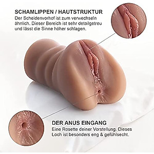 Masculine Toy, Real Vaginal Tight Hole, Two Channels with Suction, Portable Pocket cat Adult Sex Toy, Convenient for Cleaning Skin Color