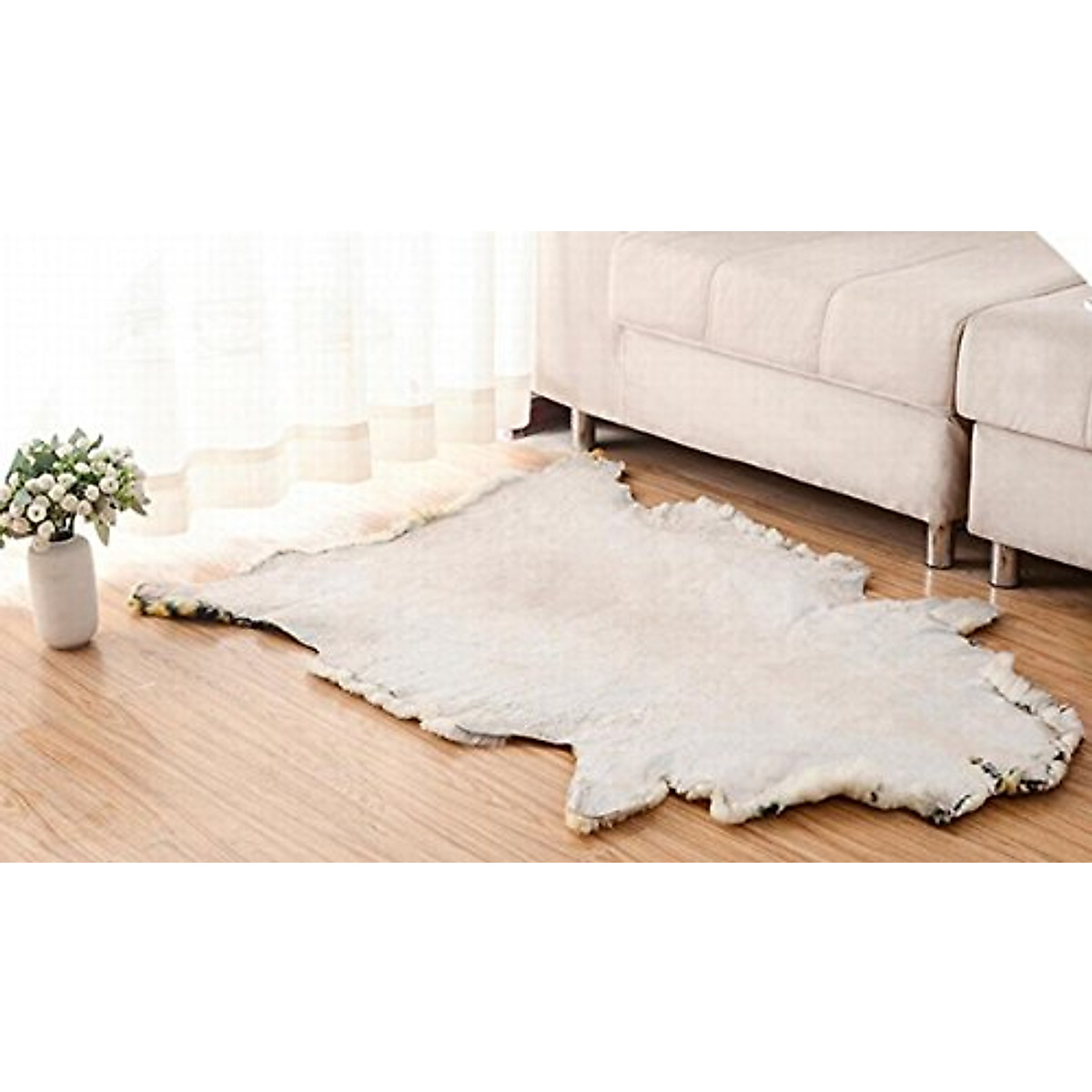 Gracefur Area Rug Tiger and Leopard Skin Printed Decor Rugs Super Soft Real Australia Sheepskin Carpet for Living Room, Bed Room, Sofa and so on 1 pelt (Tiger)