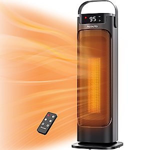 24" Space Heater, Acouto 1500W Portable Electric Heaters Indoor Use, Oscillating Ceramic Heater with Overheat & Tip-over Protection, ECO Mode, 12H Timer for Living Room, Bedroom, Office, Garage