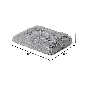 Bedsure Large Dog Bed Washable, Plush Calming Dog Crate Beds for Large Breed, Fulffy Dogs Sleeping Mat, Anti-Slip Pet Kennel Pad, 35" x 23", Grey