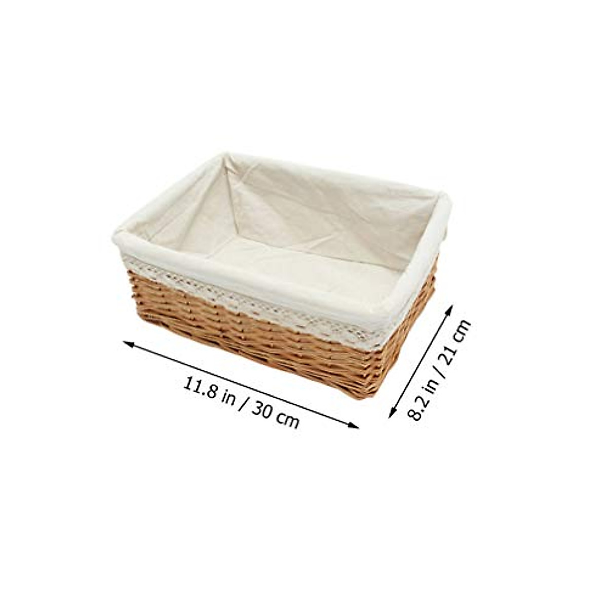 DOITOOL Wicker Storage Basket With Liner, Handmade Woven Basket Storage Bins Rectangular Decorative Baskets Organizing Baskets Nesting Baskets for Sundries Neatening