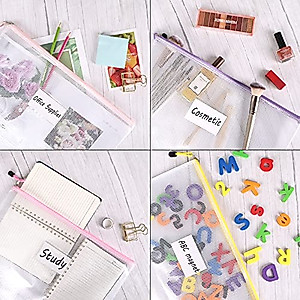 EOOUT 16pcs A3 Zipper Bags, Mesh Zipper Pouch, Document Bag with Labels, Plastic Zip File Folders in 16 Colors, Letter Size, Zipper Bags for Organizing, for School, Board Games and Office Supplies