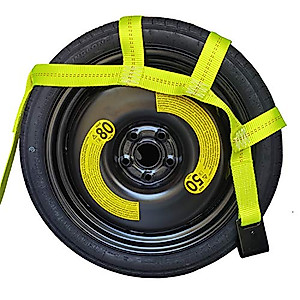 Autofonder 2Pc Tow Dolly Basket Straps with Flat Hook for 14"-17" Tires -10,000 lbs Breaking Strength Tire Bonnet&Tire Net -2” Over Wheel Car Basket Tie Down Straps with Axle Straps,Carrying Bag