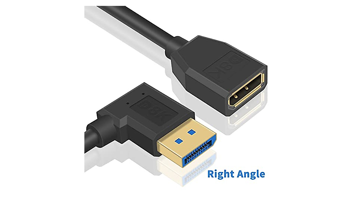 Poyiccot 8K DisplayPort 1.4 Extension Cable | 90° Quick Connect