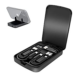 Multi-Functional Compact Cable Card with 22" USB-C Cable & USB-A/Micro-USB/Light/OTG USB Adapter Kit Cable Convertor Storage Box for Traveling Phone Pad Charging PC Computer Data Transfer