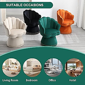 Sudwesto 360 Degree Swivel Barrel Chair, Velvet Upholstered Armchair, Round Accent Sofa Chair with Shell Back Design and Nailhead Trim, Swivel Club Chair for Living Room, Bedroom (Emerald)