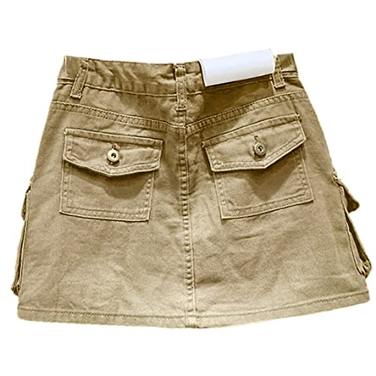 Khaki Mini Cargo Skirt for Women Low Waist Y2k Short Denim Jean Skirt (Khaki, M)
