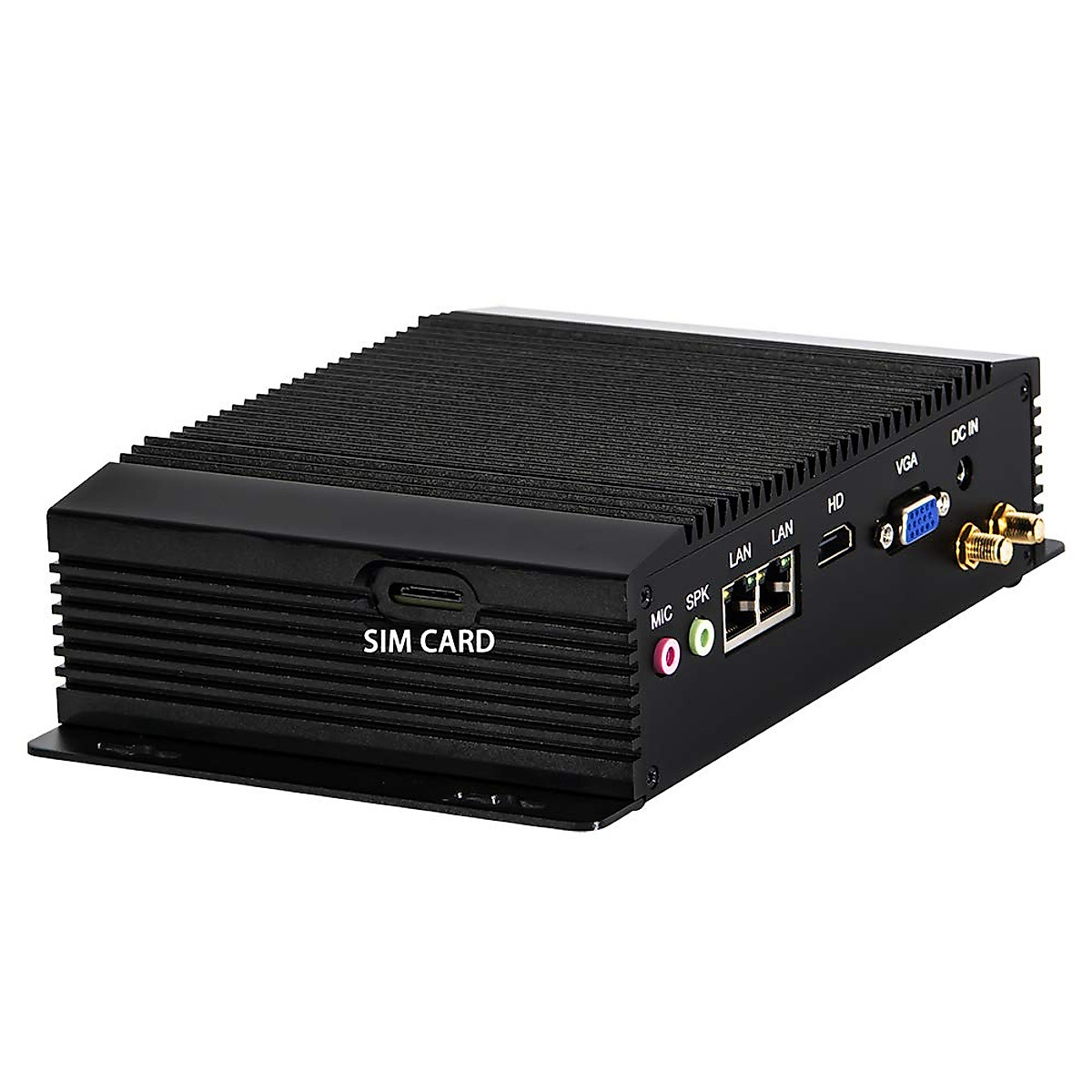 HUNSN Industrial Computer, Fanless Mini PC, Embedded IPC, N3510 N3520, Windows 11 / Linux Ubuntu, BM18, Watchdog, GPIO, WOL, SIM Slot, 2 x LAN, 2 x RS232 422 485, 8G RAM, 128G SSD