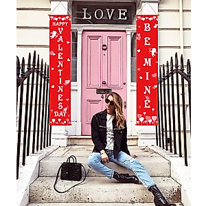 Valentine’s Day Banner Decorations -V-Day Porch Sign Door House Party Decor Supplies