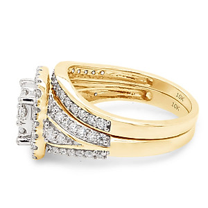 SAVEARTH DIAMONDS 1 1/4 CTTW Round Cut Lab Created Moissanite Diamond Double Halo Bridal Set Wedding Ring In 10K Solid Yellow Gold (VVS1 Clarity, 1.25 Cttw)-8