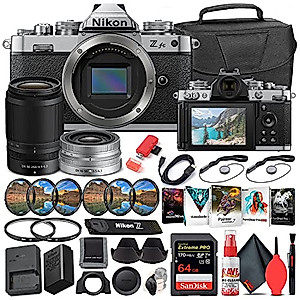 Nikon Z fc Mirrorless Digital Camera with 16-50mm and 50-250mm Lens (Black, 851090) Bundle with 64GB Extreme PRO SD Card + Camera Bag + Editing Software + Filter Kit + Cleaning Kit (Renewed)