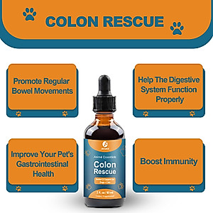 Colon Rescue Herbal Support for Dogs & Cats,100% Organic Grade Herbs, Healthy Gastrointestinal Tract,Constipation & Diarrhea and Gas Home Remedy,Digestive Gut Flora Herbal Formula for Dogs & Cats