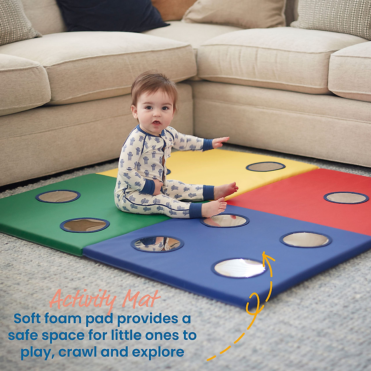ECR4Kids SoftZone 123 Look at Me Activity Mat, Folding Playmat, Assorted