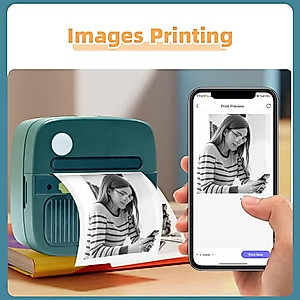 HXBER Mini Printer, Mini Pocket Printer Portable Thermal Instant Photo Printing Label Maker Machine BT Wireless Connect Compatible with Android or iOS APP Support Receipt Label Memo Sticker Notes