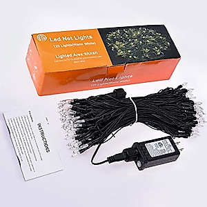 Christmas Net Lights Outdoor 120 LED 5ftx6ft Christmas Decorations Lights ,8 Modes Connectable Waterproof Net Mesh Lights for Xmas Trees, Bushes, Wedding, Garden, Outdoor, Indoor Decor (Warm White)