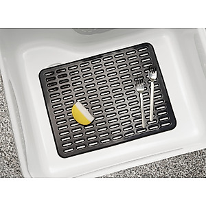 iDesign Syncware Plastic Sink Grid, Non-Skid Dish Protector Mat for Kitchen, Bathroom, Basement, Garage, 12" x 15.75", Black