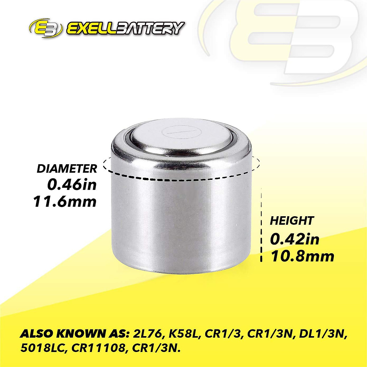 Exell Battery CR1/3N Fits Sig Sauer Trigger Guard Laser for P238, P938