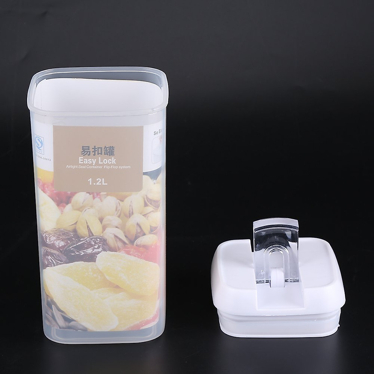 Neufday Sealed Food Storage Box Grain Nuts Cereal Transparent Container Kitchen Accessories(L 1.2L)