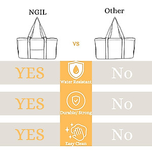 NGIL Extra Large Utility Tote Reusable Grocery Organizing Bag Oversized Collapsible for Storage, Picnic,Car, Beach (Cow Splatter Print-black)