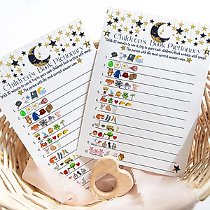 Twinkle Little Star Baby Shower Game Cards, 25 Guest Pack, Guess the Pictogram Childrens Storybook Activity Cards, Celestial Favors, Ideas, Planning, Fun Guessing Activities Play for Prizes