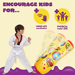 Inflatable Bopper, 47 Inches Kids Punching Bag with Bounce-Back Action, Inflatable Punching Bag for Kids Presents, Inflatable Toys for Kids
