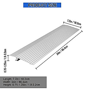 Sidasu Door Threshold Ramp 1" Rise Threshold Ramp for Wheelchairs High Aluminum Threshold Ramp for Wheelchairs Maximum Load of 810lbs for Wheelchair Scooters Power Chairs Walkers